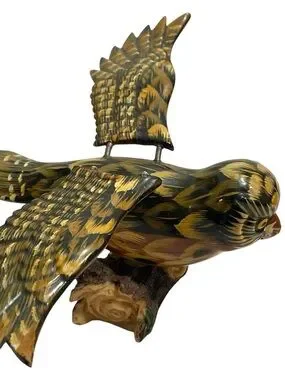 Accents | Vintage 200s Lacquered Wood Owl Figurine Standing Resin Tree ...